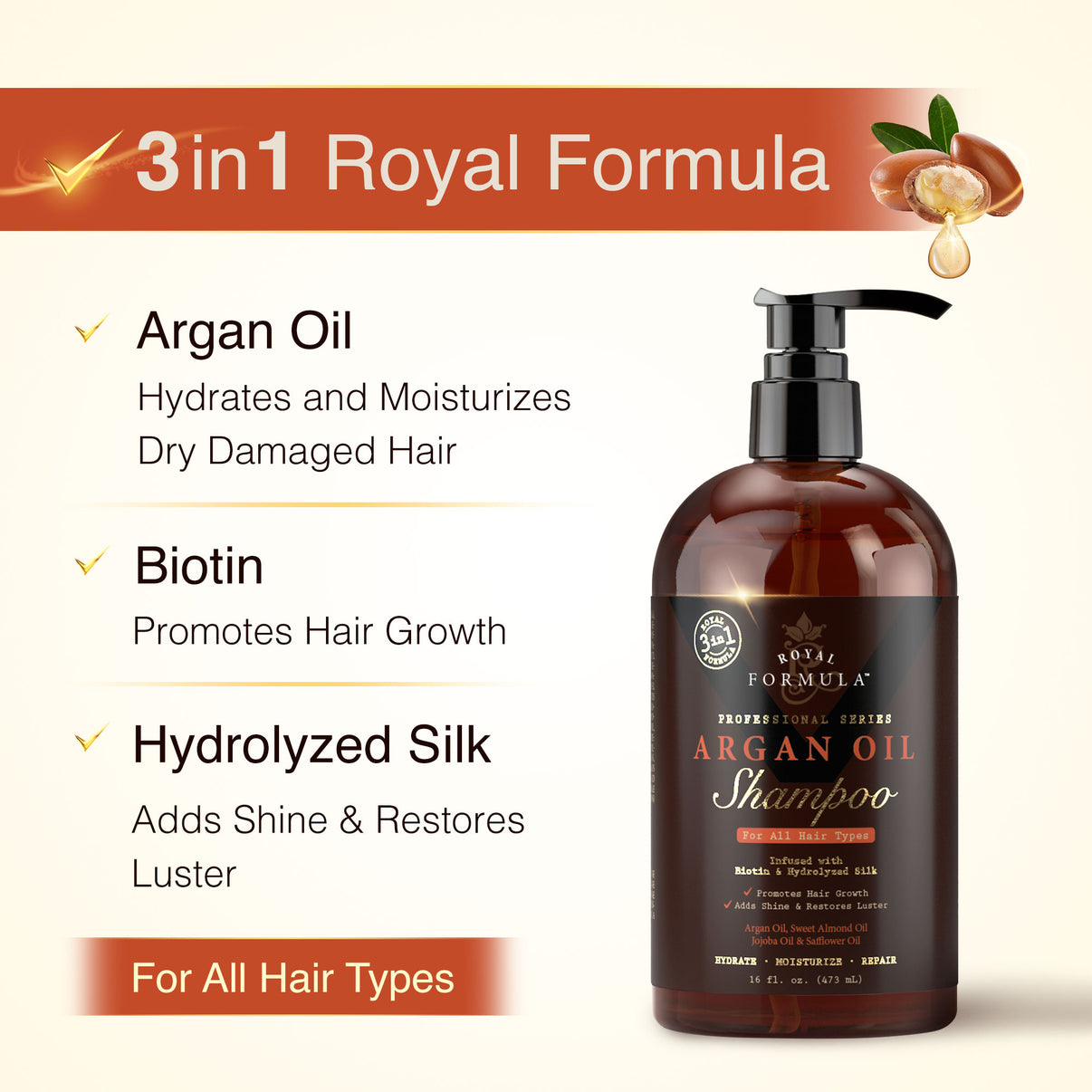 Royal Formula - Argan Oil Shampoo [ Sulfate-Free ] Infused with Biotin ...
